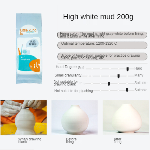 200g 500g High White Pottery Clay, Consumables, Po... – Grandado