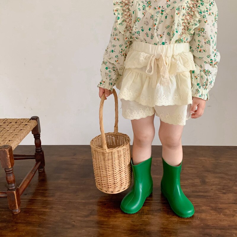 2022 Spring Girls Lace Floral Shorts Kids Cotton S... – Grandado