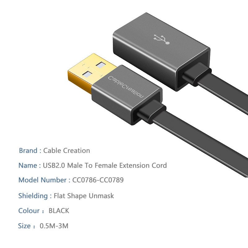 Cable de extensión USB 2,0, Cable plano de línea d... – Grandado