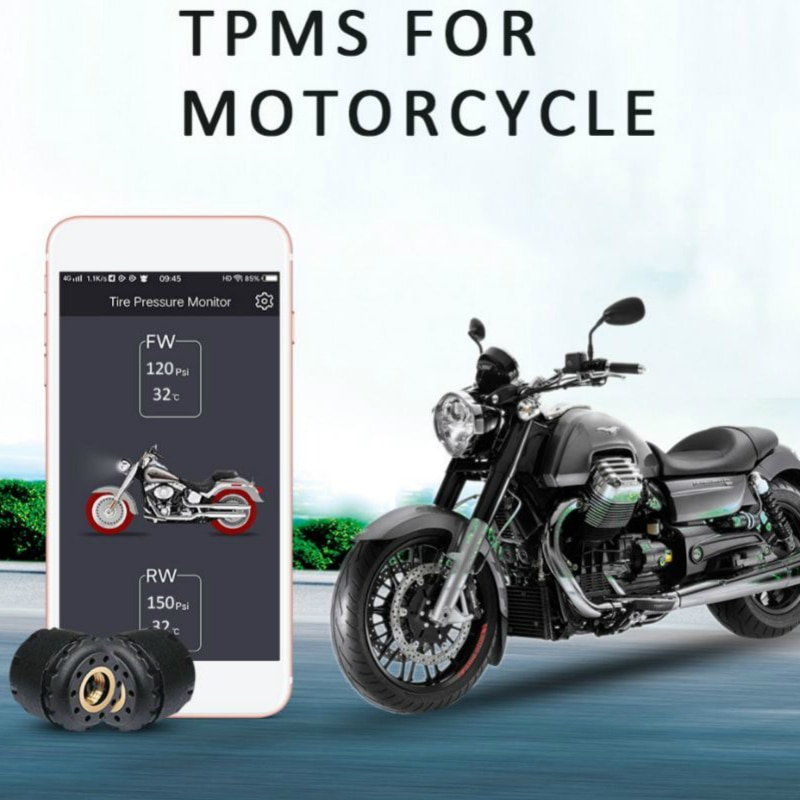 Wireless Bluetooth 4.0 TPMS Motorcycle External Tire Pressure ...