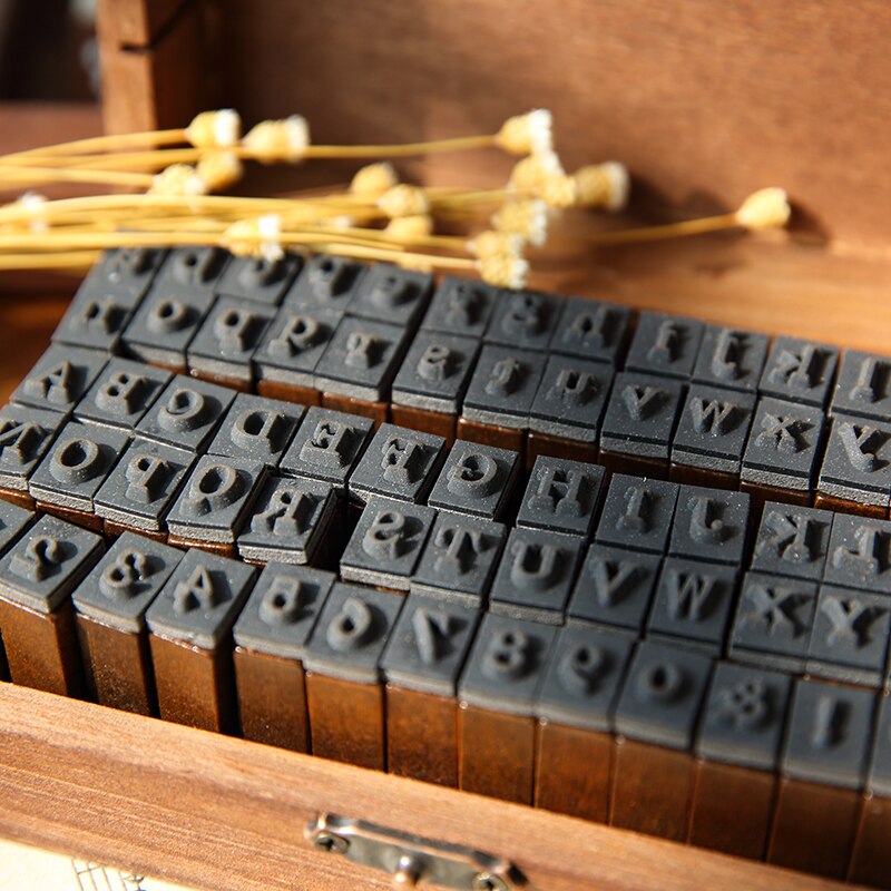 Letras de números de madera Vintage, estampas de a... – Grandado