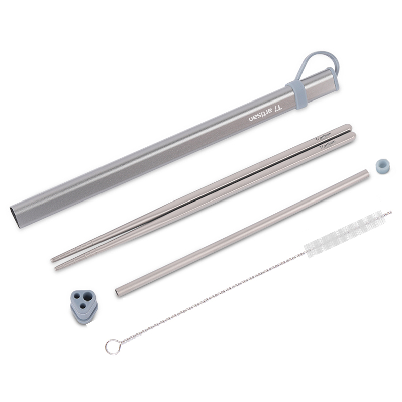 Titanium Eetstokjes Set met Eetstokjes Opslag Buiz... – Grandado