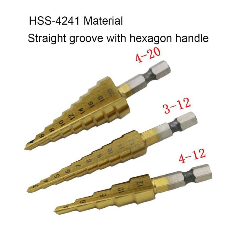 3pcs/set 3-12mm 4-12mm 4-20mm Step Cone Drill Bit ... – Grandado
