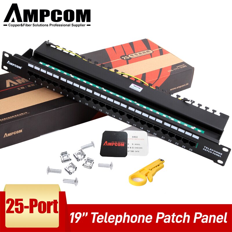 AMPCOM RJ11 1U Cat3 25/50 ports Telephone Patch Pa... – Grandado