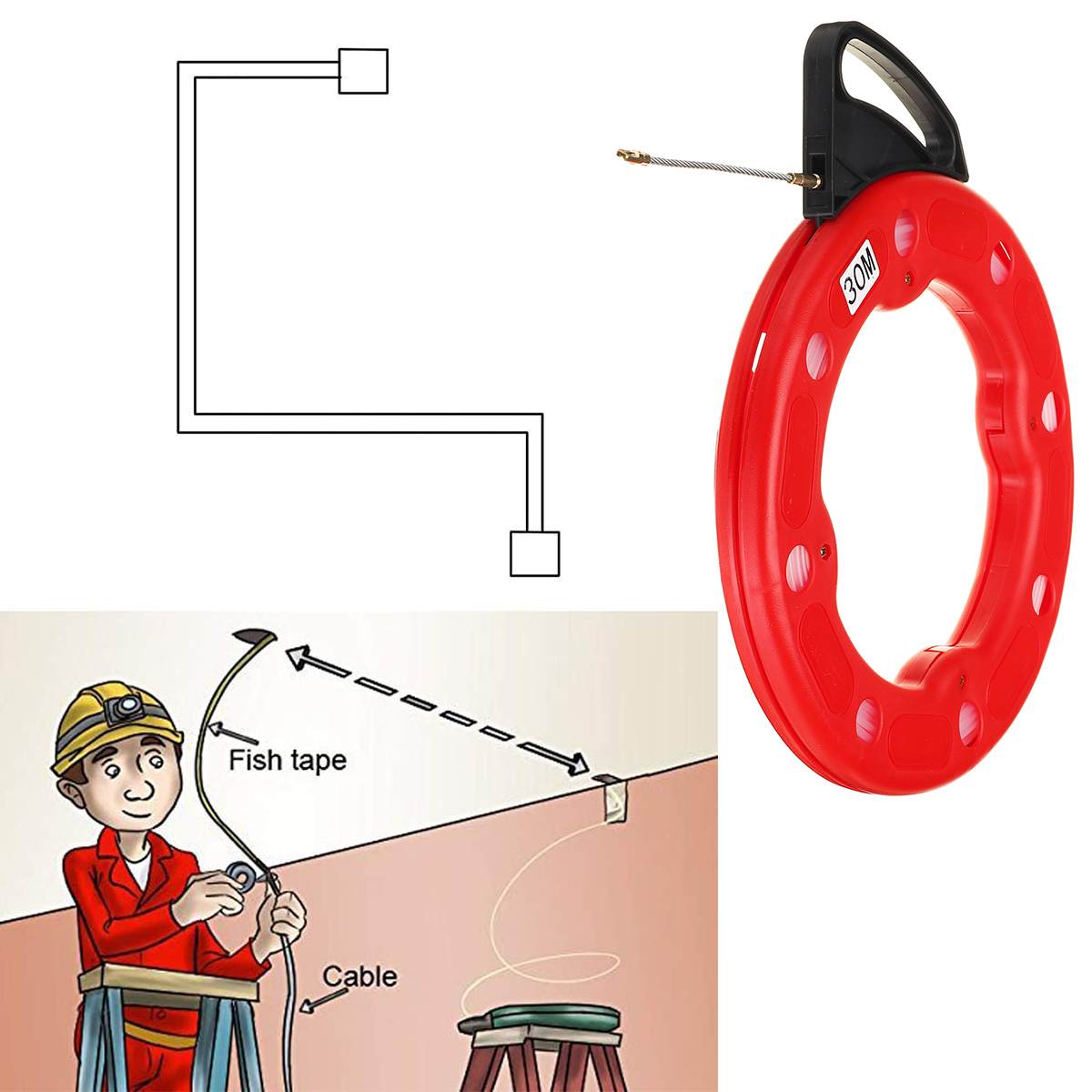 30M 3mm Fish Tape Puller Wire Nylon Tape Flexible ... – Grandado