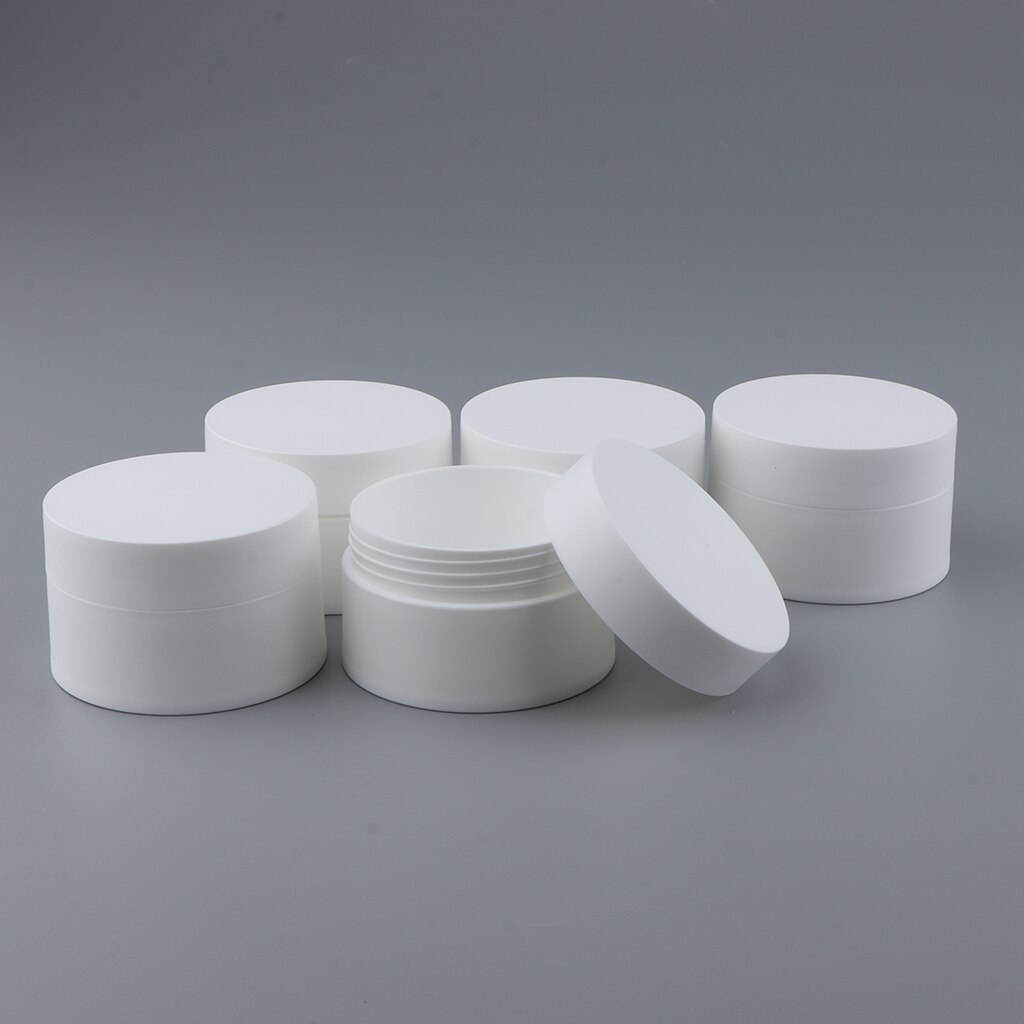 5 Count White Low Profile Jars Plastic Empty Cosme... – Grandado