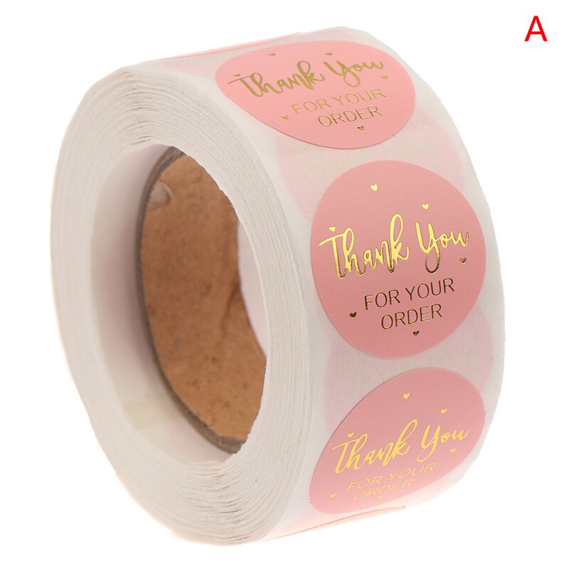 500pcs=1Roll Pink Label Stickers Cute Circle Paper... – Grandado