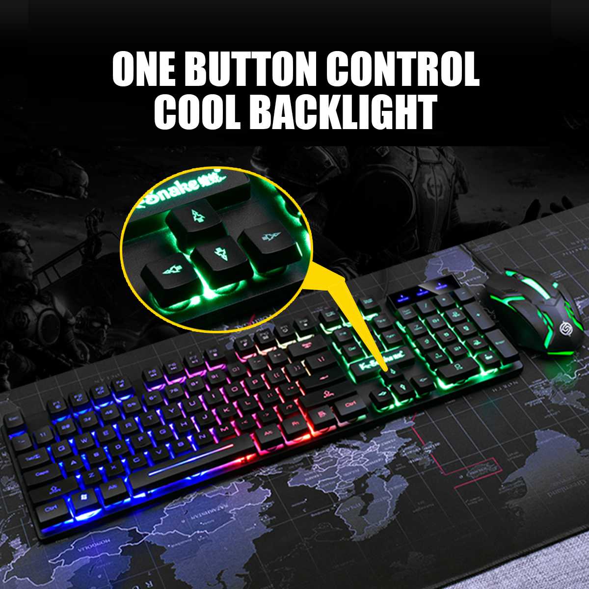 1000DPI USB Wired Rainbow Backlight Keyboard Mouse... – Grandado