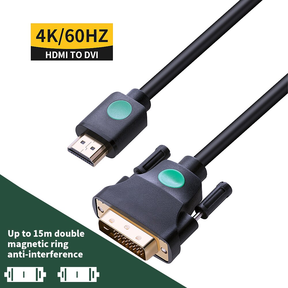 4K HDMI to DVI cable DVI-D 24+1 pin 1080p adapter ... – Grandado