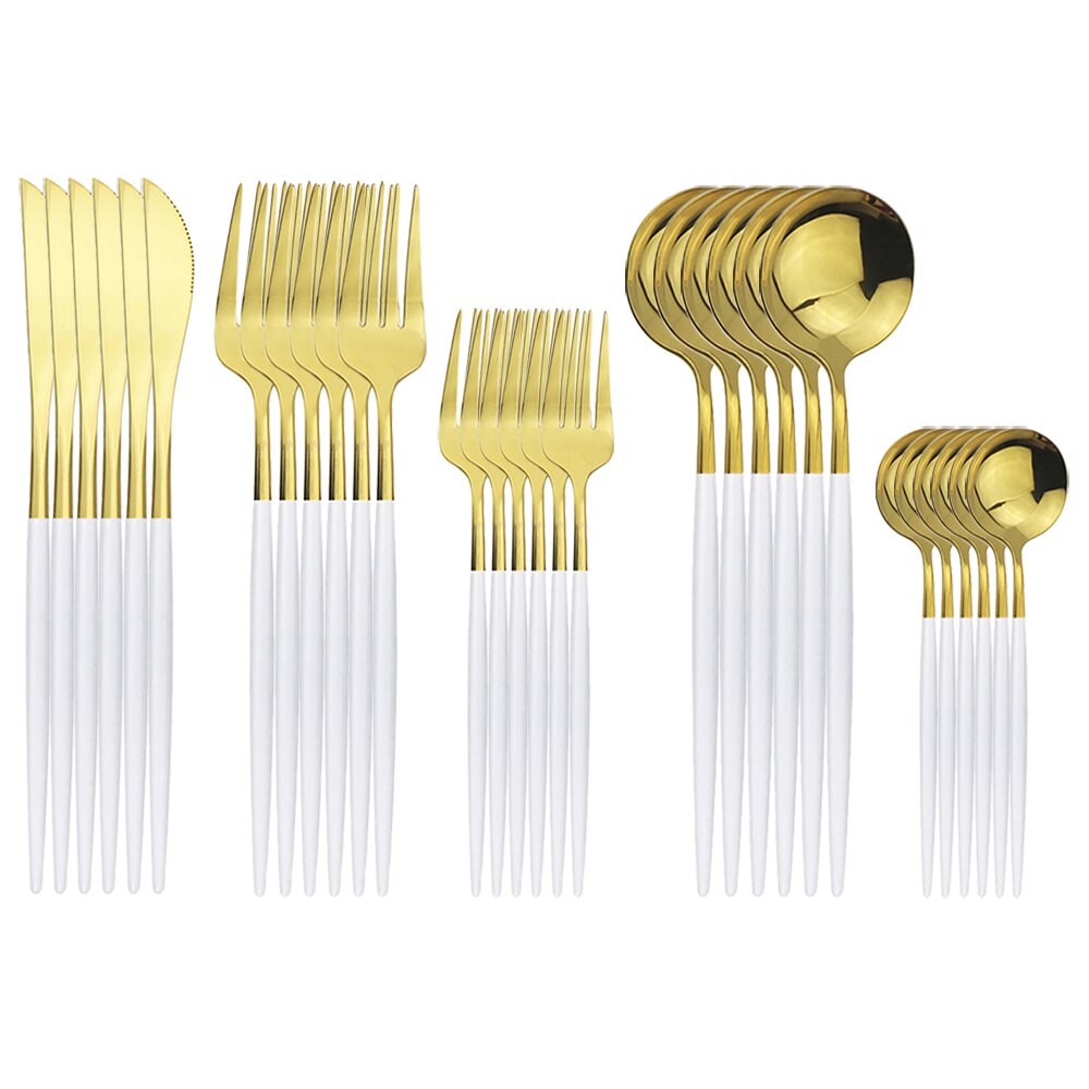 30Pcs Blauw Goud Bestek Set Mes Vork Lepel Servies... – Vicedeal