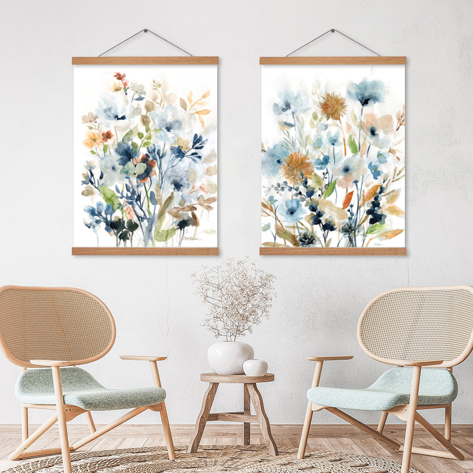 Solid Pine Teak Wooden Magnetic Poster Hanger Fram... – Grandado