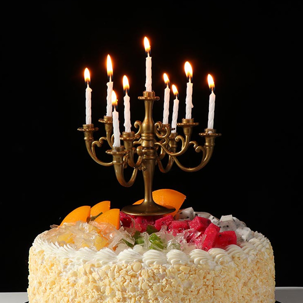 1Set Candelabra Candle Holder Cake Toppers With Ca... – Grandado