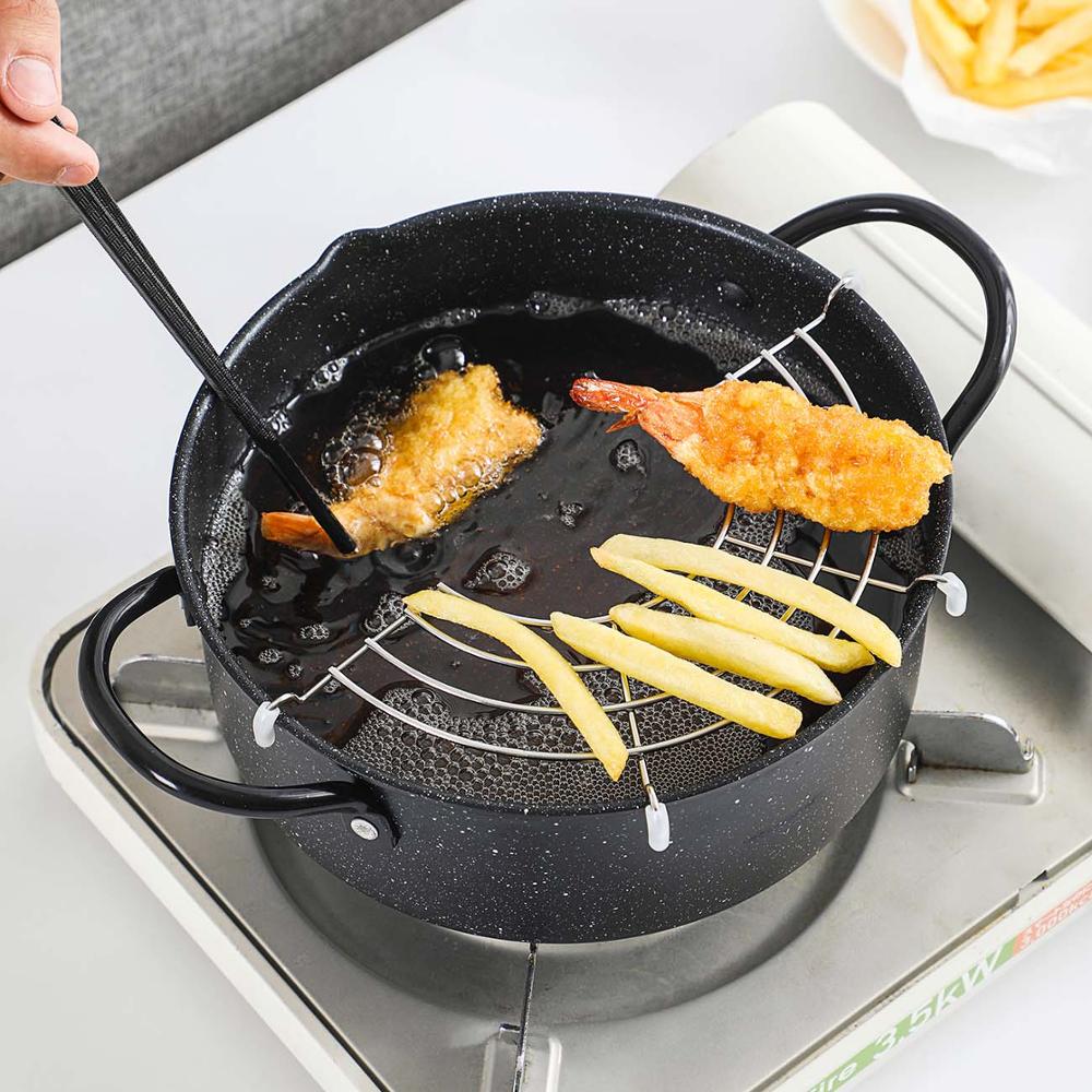Japanese Style Deep Frying Pan With Oil Filter Hol... – Vicedeal