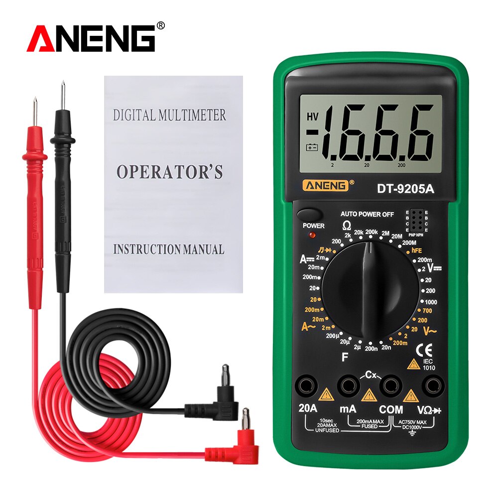 ANENG DT9205A Digital Multimeter AC/DC Transistor ... – Vicedeal