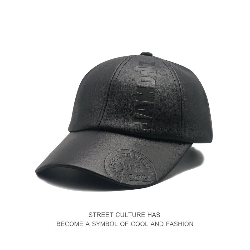 PU leather autumn winter baseball cap with letters... – Grandado
