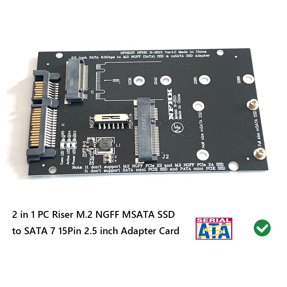 M.2 NGFF MSATA SSD to SATA 7 15Pin 2.5 inch Adapte... – Grandado