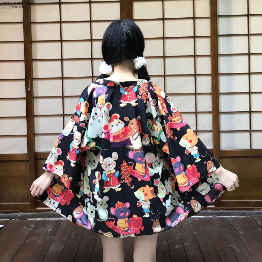 Year of the Rat Haori Japanese Rat Print Kimono Wo... – Grandado