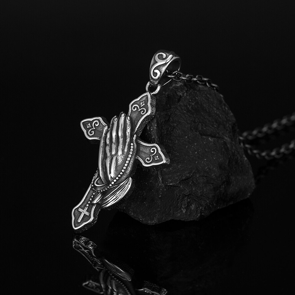 Queen Of Glory Hand Cross Pendant Necklace 316L St... – Grandado