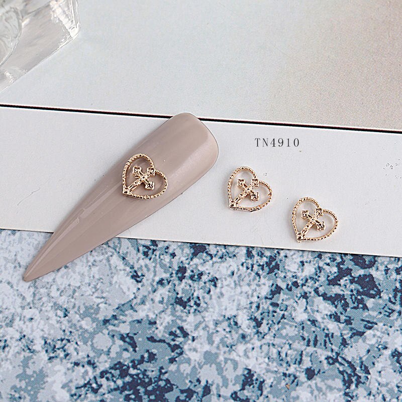 10pcs Gold Heart Nail Decals Metal Stud lOVE Nail ... – Grandado