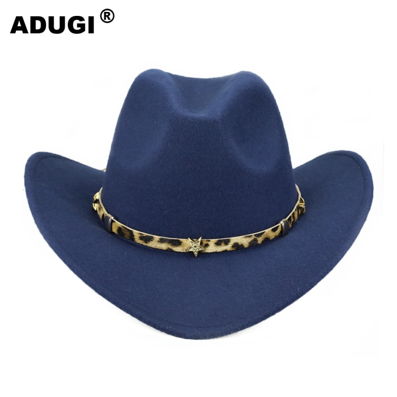 ADUGI Leopard Five-pointed Star Belt Cowboy Hat Me... – Grandado