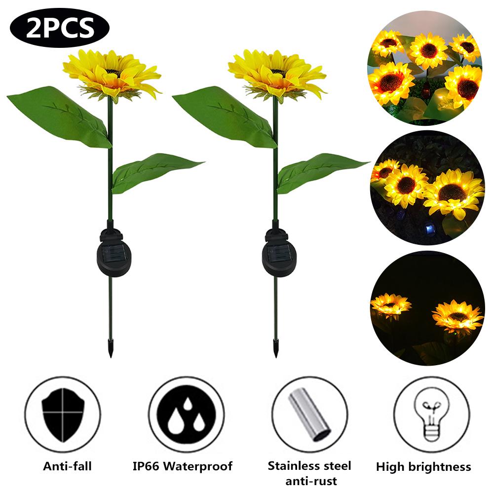 2pc Sonnenblume Solar Lichter LED Rasen Lampe Für ... – Vicedeal