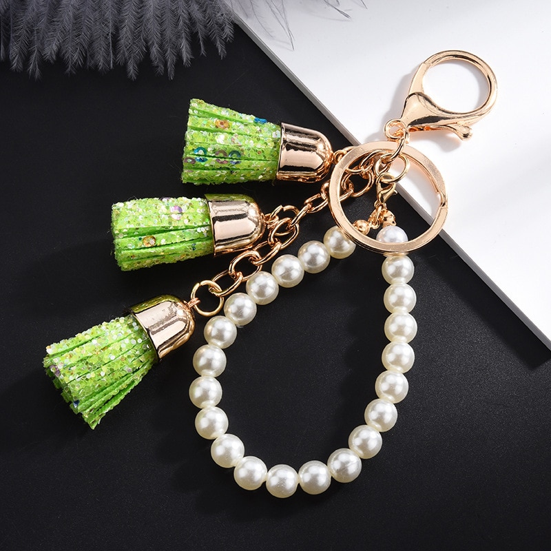 Candy Color Tassel Pearl Chain Keychain For Women ... – Vicedeal