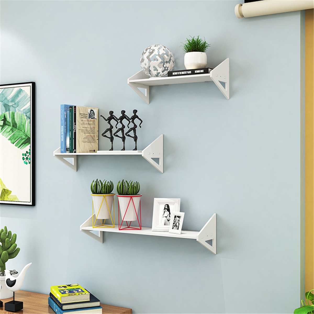 White Wall Shelf Wall Mounted Storage Rack Organiz... – Grandado