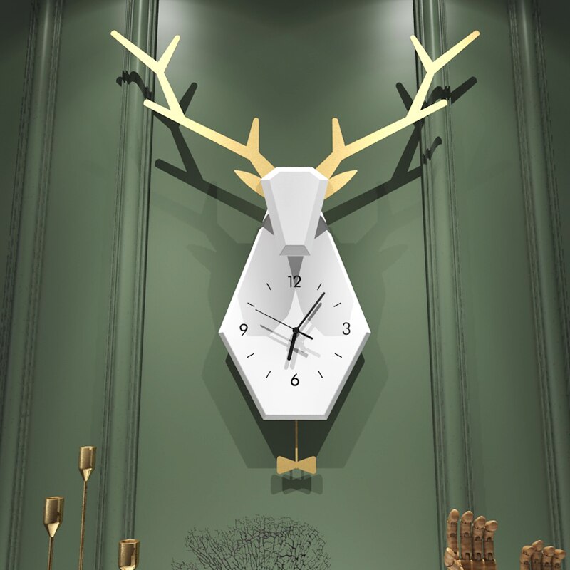 3d Large Wall Clock Modern Wall Deer Hanging Novel... – Grandado