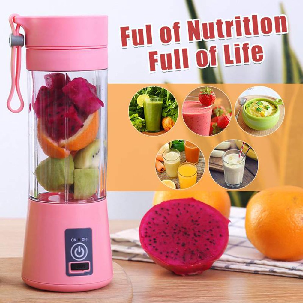 380ml bärbar elektrisk fruktjuicer 4/6 blad hem us... – Vicedeal