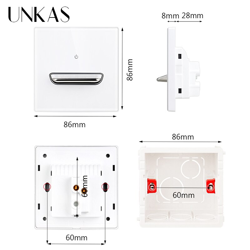 UNKAS White Reset Button Switch 1 2 3 4 Gang 1 2 W... – Vicedeal