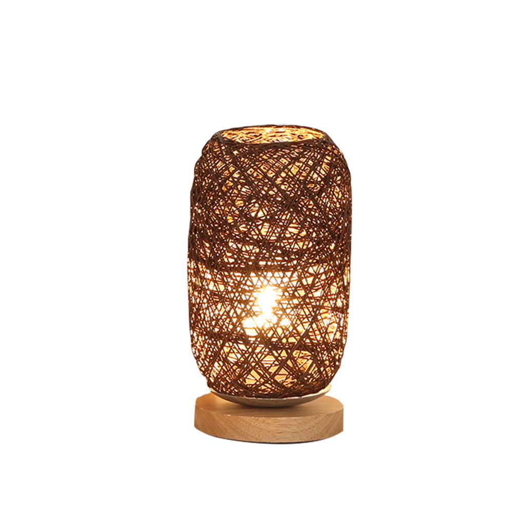 Wood Rattan Twine Ball Lights Table Lamp Room Home... – Vicedeal