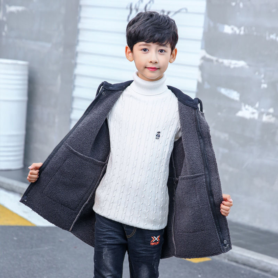 Winter Jassen Jongens Effen Wollen Double-Breasted... – Grandado