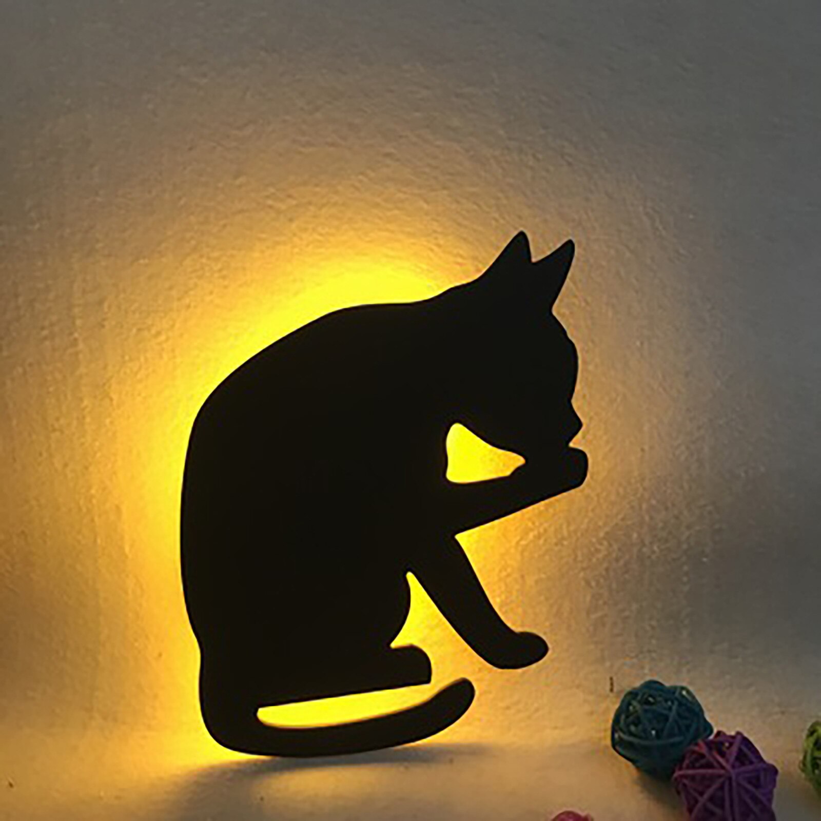 Led Projection Lamp Cat Wall Lamp 3d Sound Control... – Grandado