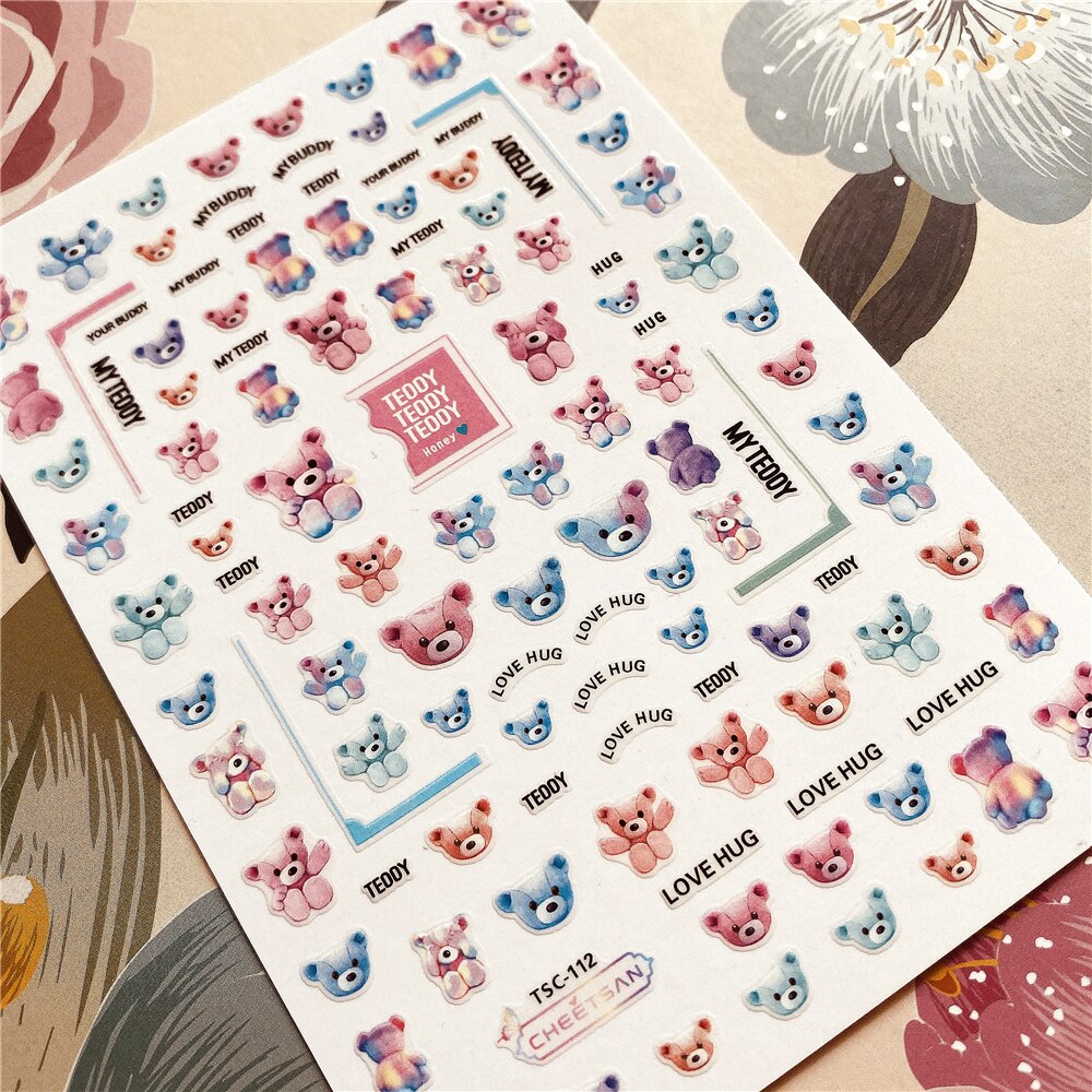 TSC-111-112-113 Bear teddy 3D Back glue Nail decal... – Grandado