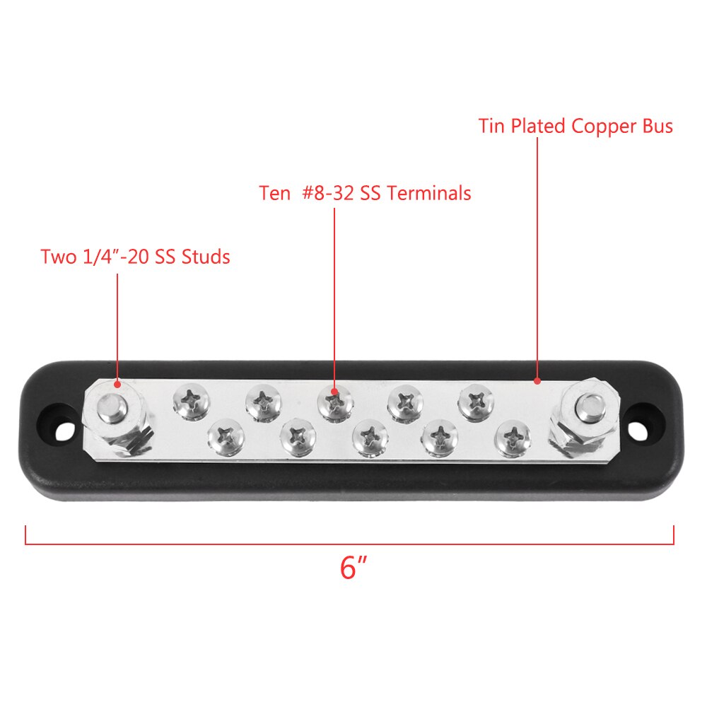 150A DC 130A AC 10-Point Bus Bar Power Distributio... – Grandado