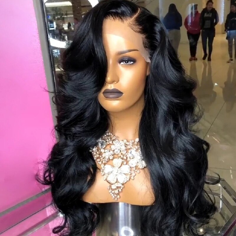 Free Part Jet Black Synthetic Lace Frontal Wigs Wi... – Grandado