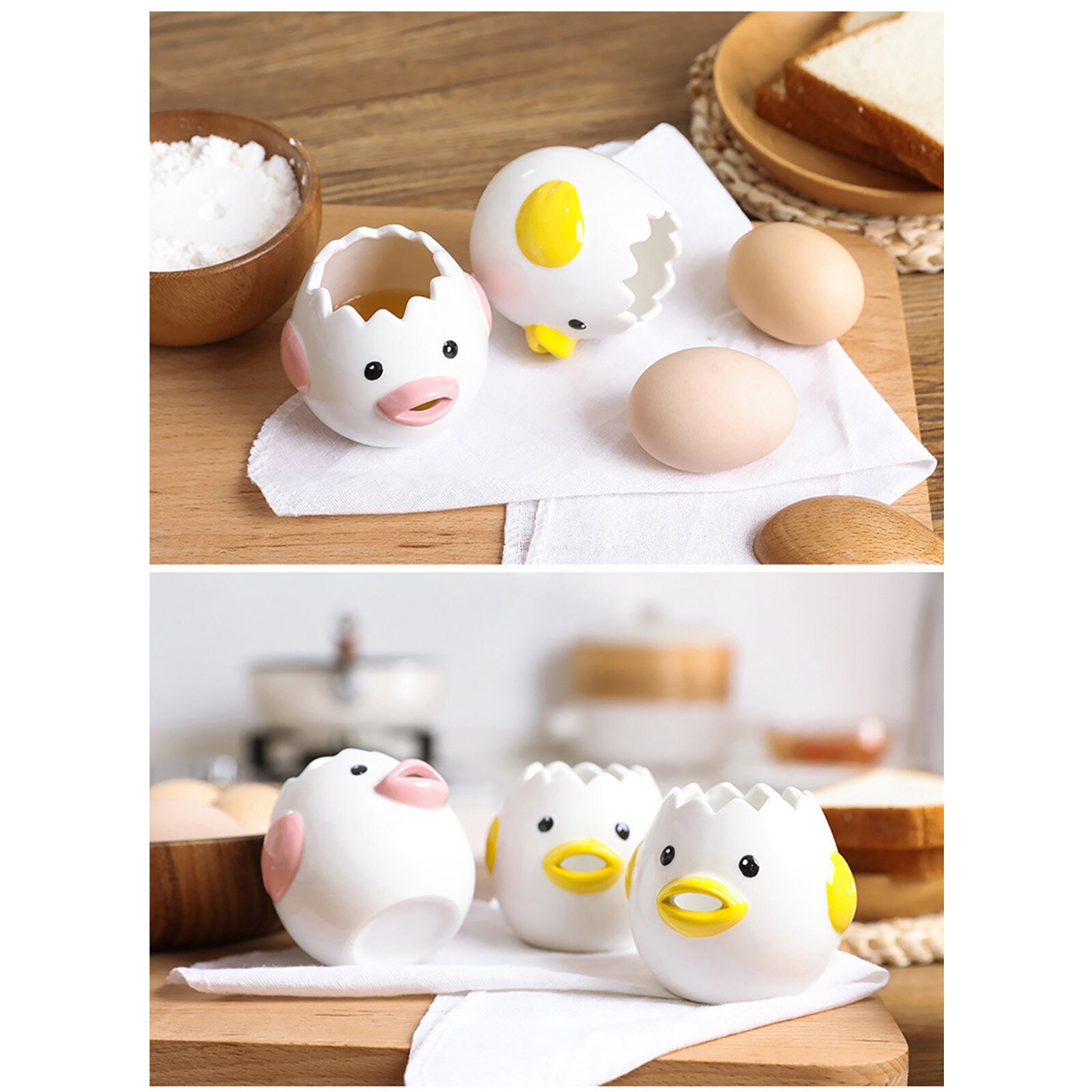 Egg Separator Cute Little Chicken Ceramic egg Whit... – Vicedeal