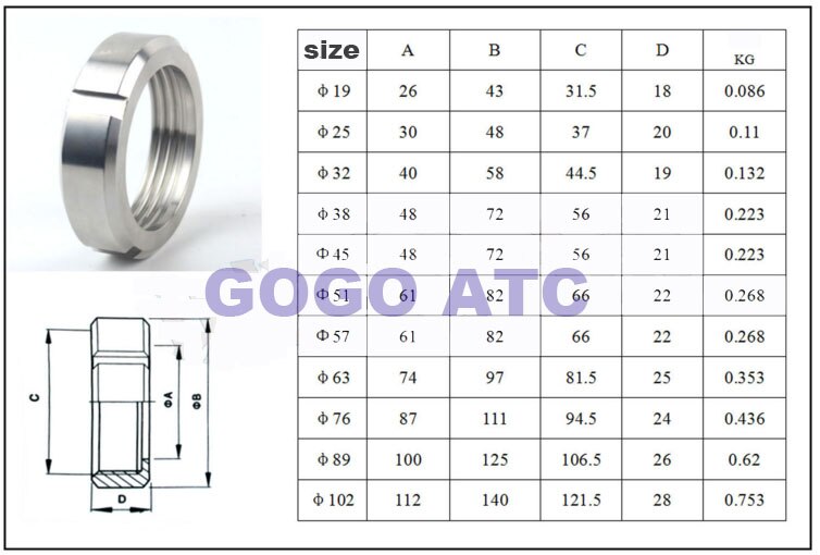 GOGO Sanitary stainless steel 304 O.D 19-63 mm sms... – Grandado