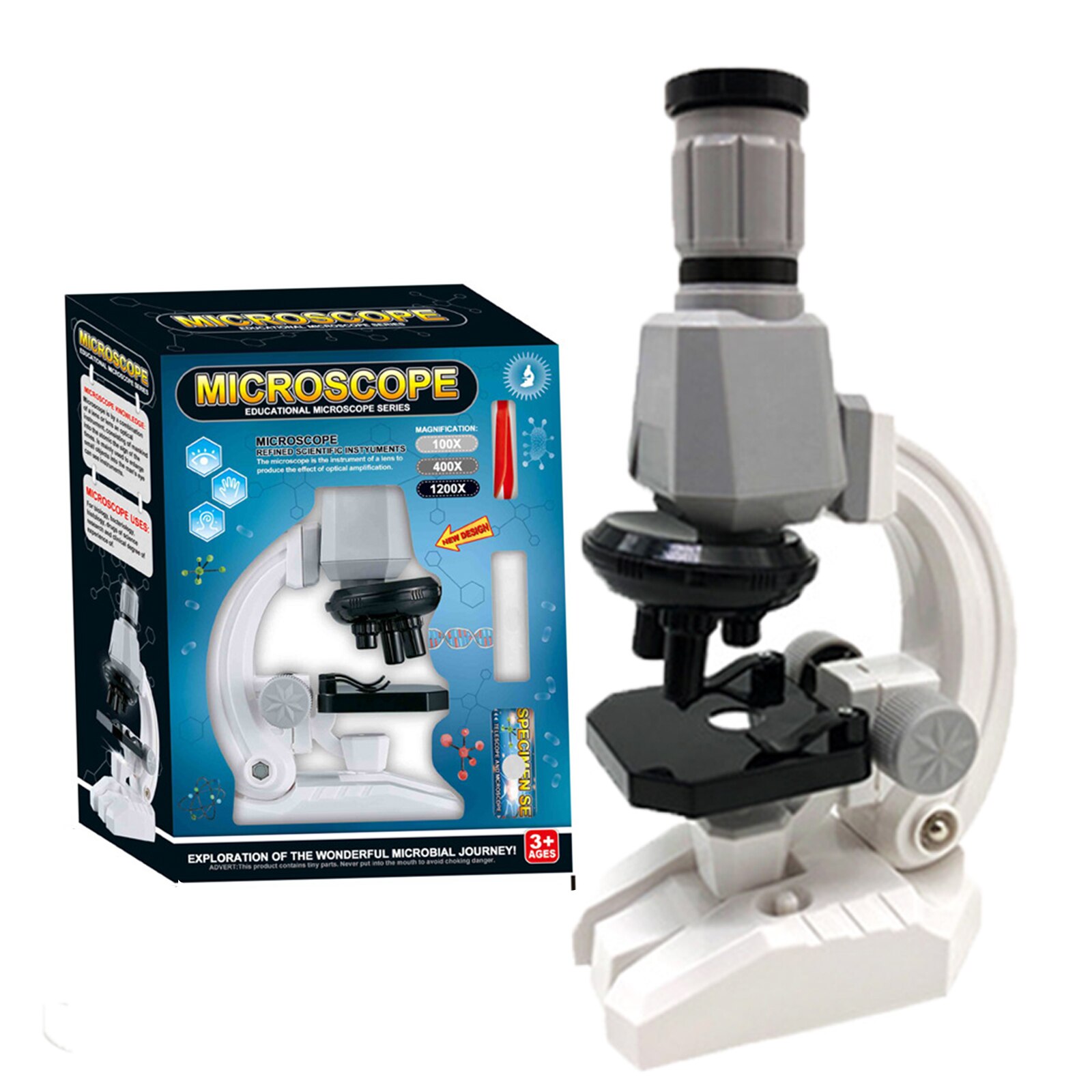 Microscope Kit Lab LED 100X-400X-1200X Home School... – Vicedeal