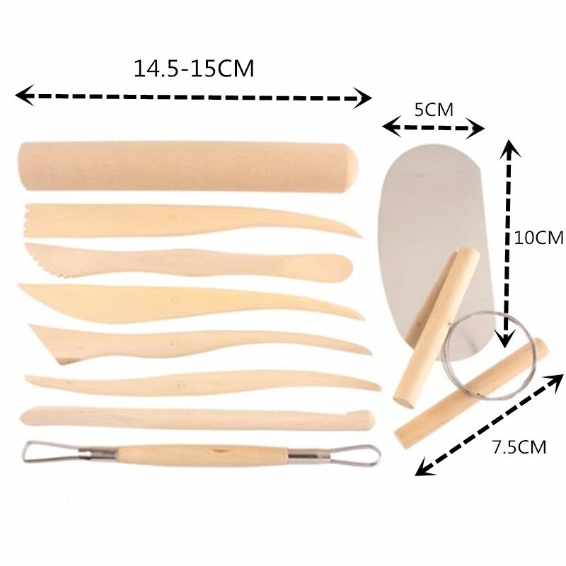 10 Pieces Wood Carving Crafts Wooden Pottery Clay ... – Grandado