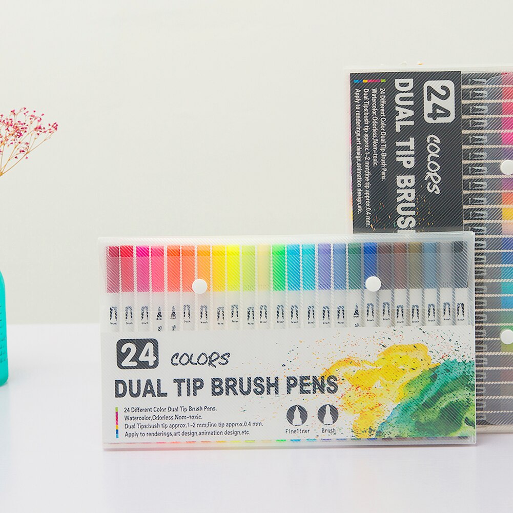 1box 24 Colors Double Headed Watercolor Pen Soft B... – Vicedeal