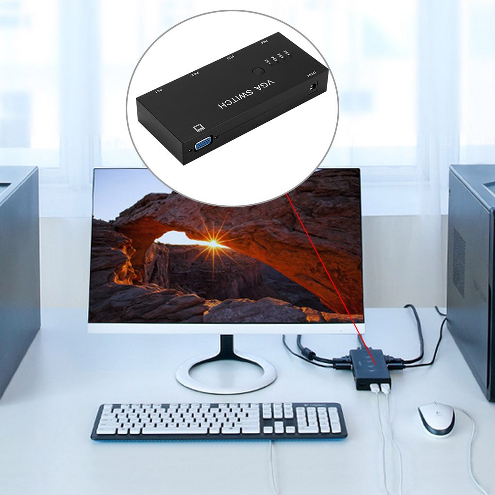 VGA Switch 4 In 1 Out VGA Video Switcher Converter... – Vicedeal