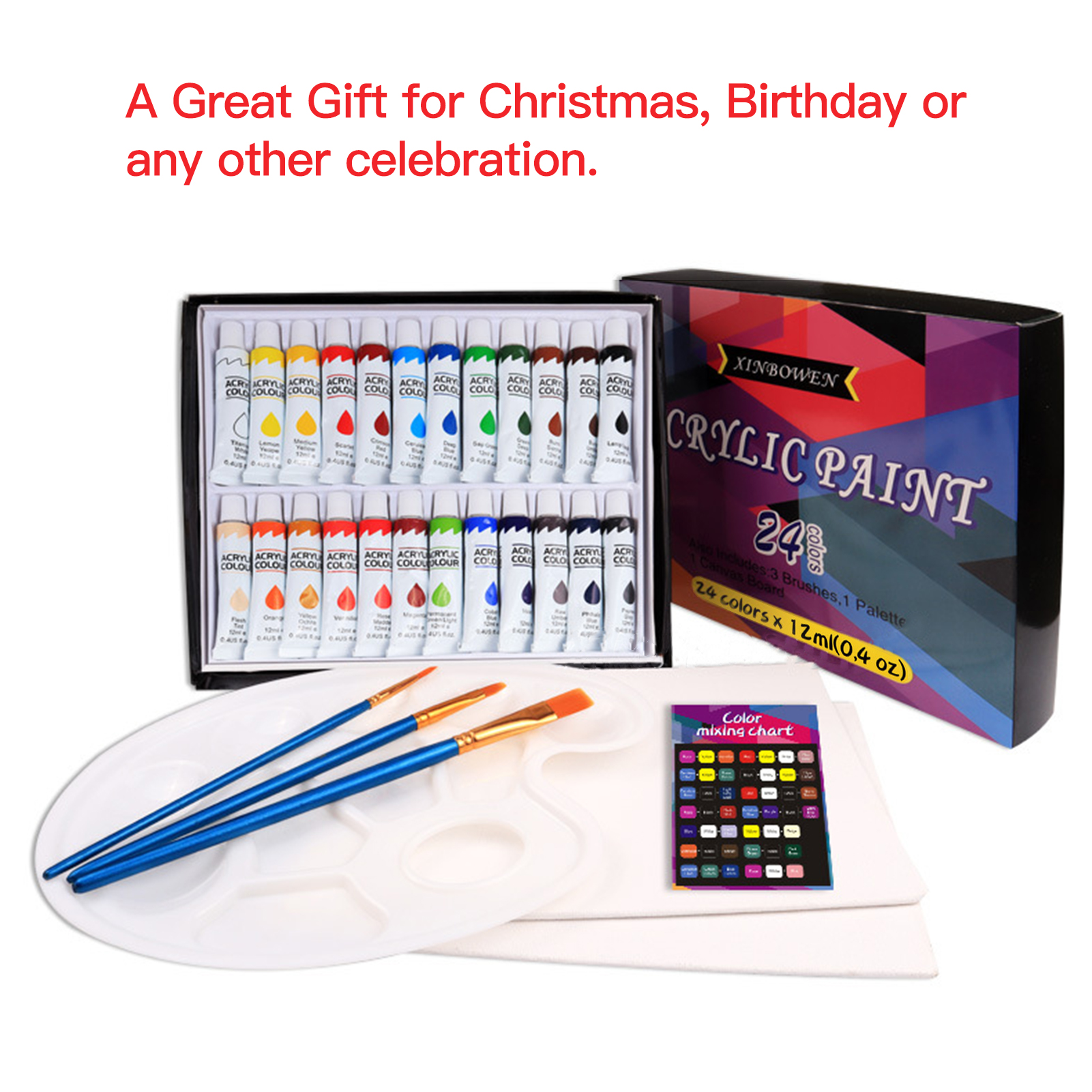 30Pcs Art Drawing Set 24 Vibrant Colors Acrylic Pa... – Grandado