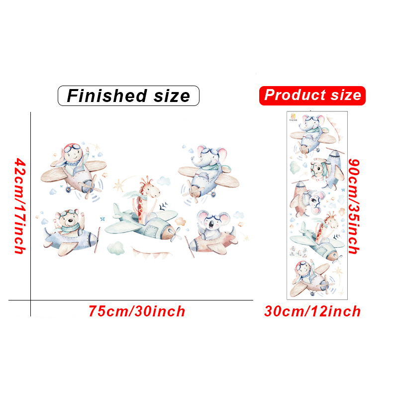 Cute Animal Pilot Wall Stickers for Boys room Deco... – Grandado