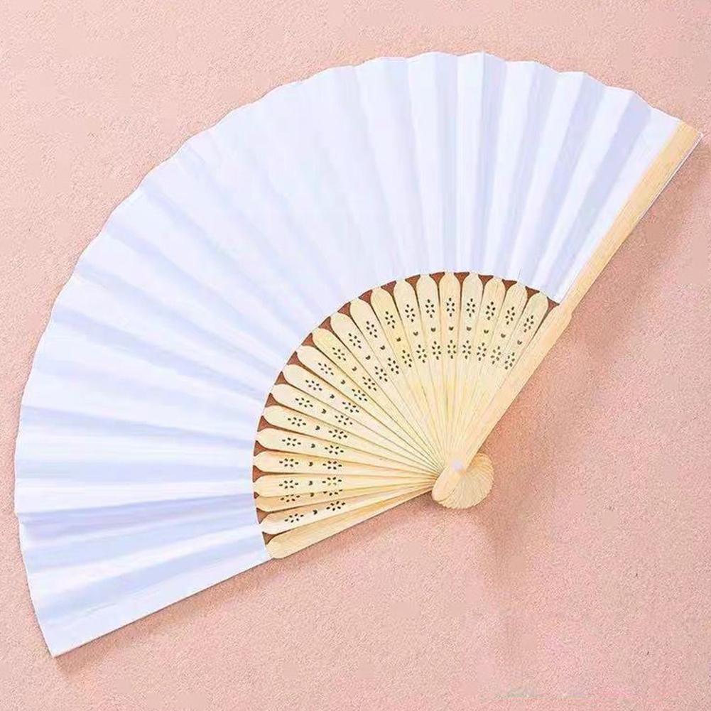 DIY Folding Fan White Hand Held Fan Folding Bamboo... – Grandado