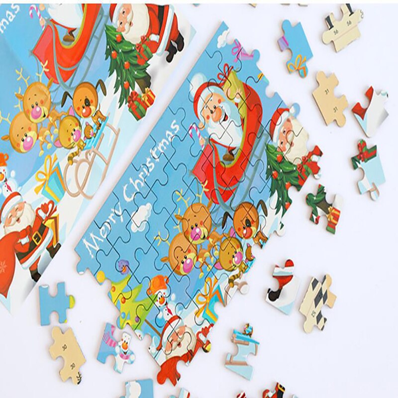 60 Pieces Home Christmas Santa Puzzle With Iron Bo... – Grandado