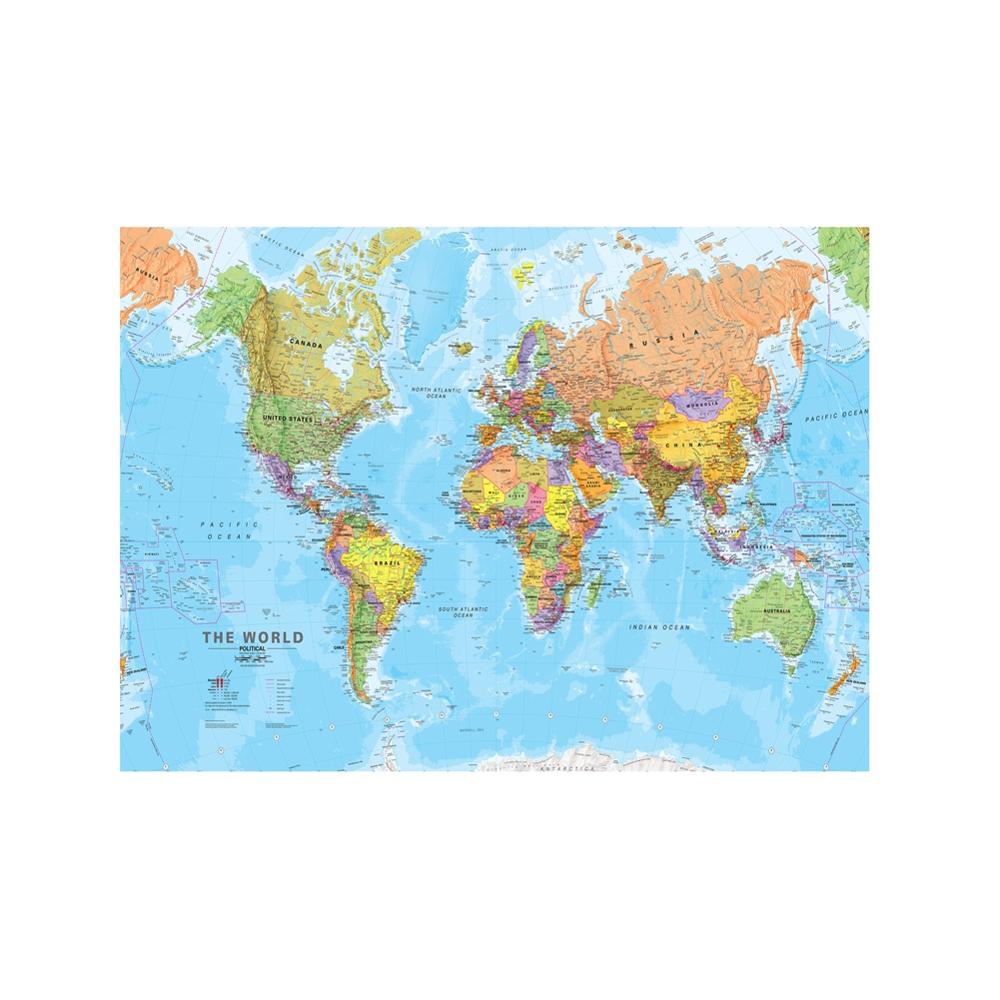 A2 Size Fine Canvas World Map Revised HD Wall Deco... – Grandado