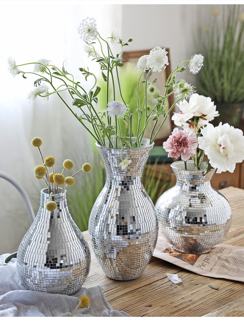 European Glass Vase Silver Modern Flower Vases Hom... – Grandado