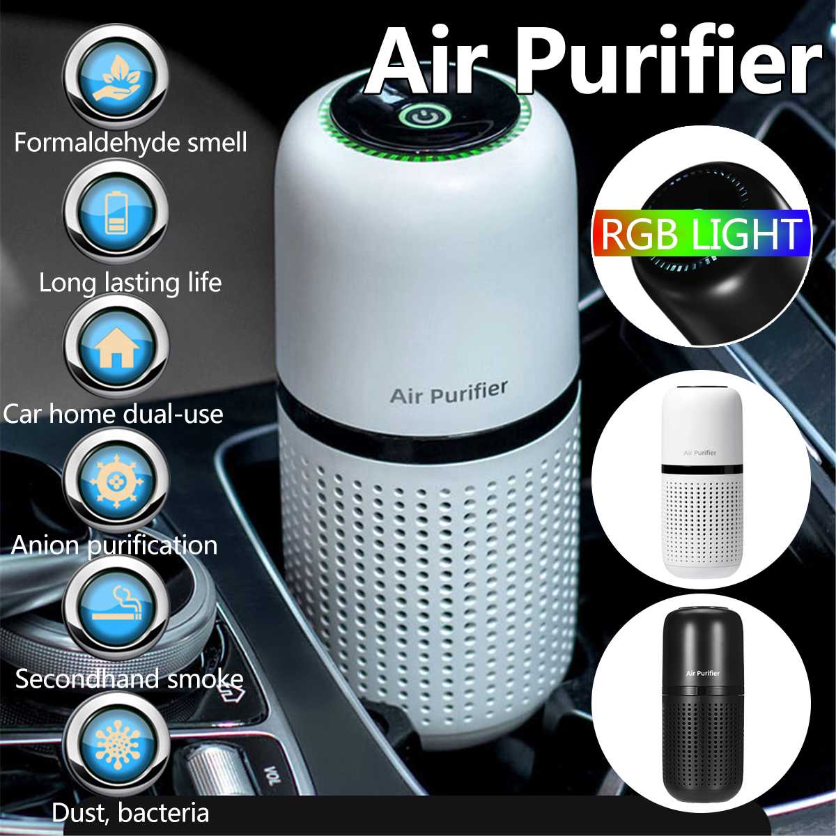 Car Air Purifier with HEPA Filter Fresh Air Anion ... – Grandado