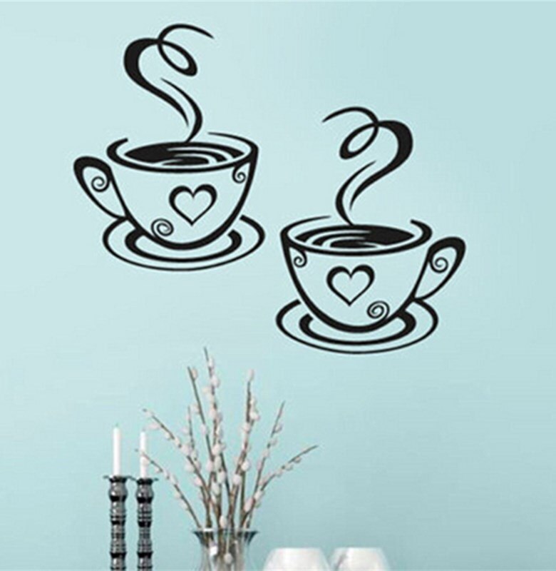 Coffee Cups Cafe Tea Wall Stickers Art Vinyl Decal... – Grandado